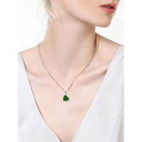 China 6.06 Carat TCW Heart Cut Gemstone Created Emerald 925 Sterling Silver Necklace Pendant with free 18 Chain for sale