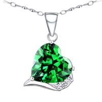 China 6.06 Carat TCW Heart Cut Gemstone Created Emerald 925 Sterling Silver Necklace Pendant with free 18 Chain for sale