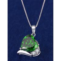China 6.06 Carat TCW Heart Cut Gemstone Created Emerald 925 Sterling Silver Necklace Pendant with free 18 Chain for sale