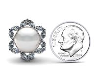 China 14K White Gold Jewelry & White Freshwater Cultured Pearl Marquise Earring for sale