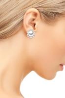 China 14K White Gold Jewelry & White Freshwater Cultured Pearl Marquise Earring for sale
