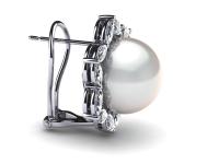 China 14K White Gold Jewelry & White Freshwater Cultured Pearl Marquise Earring for sale
