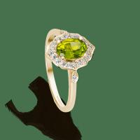 China Gold oval beautiful, elegant  peridot ring, vintage shape and natural, bright oval peridot for sale