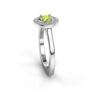 China Halo Platinum Halo Ring with A Big Peridot Embraced By Smaller Sized Gemstones for sale