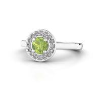 China Halo Platinum Halo Ring with A Big Peridot Embraced By Smaller Sized Gemstones for sale