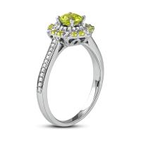 China Green Peridot & CZ Ring 1/6 ct tw 10K White Gold In Silver for sale