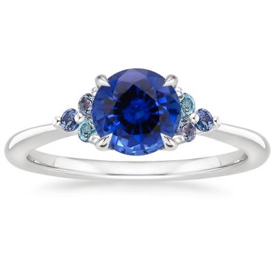 China Sapphire Indigo Melody RingSet with 6mm Premium Blue Round Sapphire for sale
