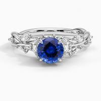 China Sapphire Secret Garden CZ RingSet with 6mm Premium Blue Round Sapphire for sale