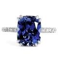 China Blue Oval Lab Created Sapphire and CZ Five-Stone Ring With Silver for sale