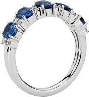 China Blue Oval Lab Created Sapphire and CZ Five-Stone Ring With Silver for sale