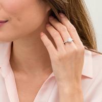 China 7.0mm Lab-Created Opal and White Sapphire Frame Ring in Sterling Silver for sale