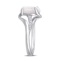 China Oval Opal and 1/15 CT. T.W. CZBy pass Split Shank Ring in Sterling Silver for sale