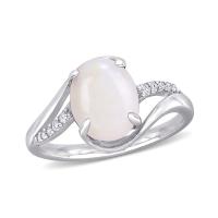 China Oval Lab-Created Opal Celtic Love Knot Side Accent Ring in Sterling Silver for sale