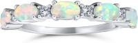 China Petite Gemstone Micro Pave CZ Halo Created White Opal Ring Pear Shape Teardrop for sale