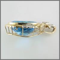 China 14K Round Cut Blue Topaz And CZ Pendant Enhance For Women for sale