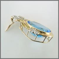 China 14K Round Cut Blue Topaz And CZ Pendant Enhance For Women for sale