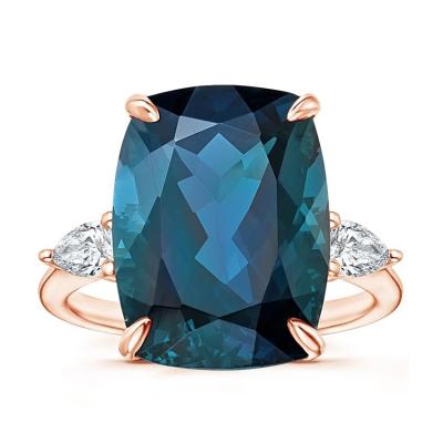 China Soiree London Blue Topaz And CZ Cocktail Engagement Ring Jewelry Certificated for sale