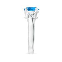 China Heart Shaped Blue Topaz and CZ Accent Three Stone Promise Ring 10K White Gold for sale