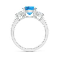 China Classic Swiss Blue Topaz And CZ Three Stone Engagement Ring 925 Sterling Silver for sale