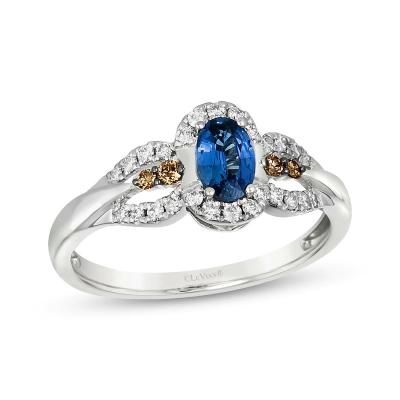 China Le Vian Oval Cut Sapphire Ring 1/5 Cttw White CZ 14K Vanilla Gold for sale