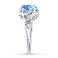 China Lab Created Blue Opal Ring White Topaz With 925 Sterling Silver for sale