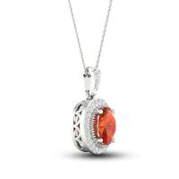 China Natural Citrine Lab Created White Sapphire Necklace 10K White Gold 18