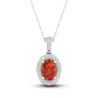 China Natural Citrine Lab Created White Sapphire Necklace 10K White Gold 18