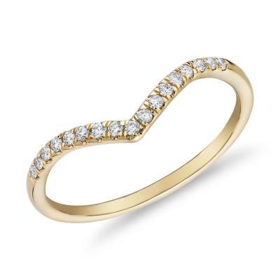China Diamond Chevron Stackable Heart Sytle Fashion Ring in 9K Yellow Gold for sale