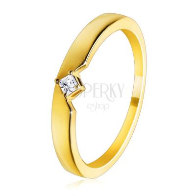 China 9K Gold Ring - With a Cut Out And a Protruding Square Zircon Set In a Four-Point Mount for sale
