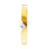 China 9K Gold Ring - With a Cut Out And a Protruding Square Zircon Set In a Four-Point Mount for sale