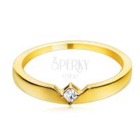 China 9K Gold Ring - With a Cut Out And a Protruding Square Zircon Set In a Four-Point Mount for sale