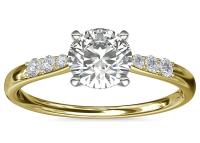 China Ring made of yellow 9K gold - clear zircon sun, glossy narrow shoulders for sale