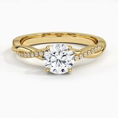 China Petite Twisted Vine Diamond Engagement Ring In 9k Yellow Gold for sale