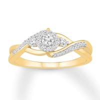 China Diamond Ring 1/4 ct tw Round 9K Yellow Gold Wedding Ring for sale