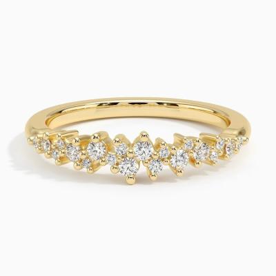 China Stunning Pattern Of Offset Round Diamonds Unique Wedding Band With 9K Gold for sale