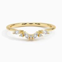 China Sparkling Round And Marquise Sleek Chevron Shaped Ring With 9K Gold for sale