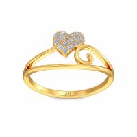 China Joyalukkas 9K Yellow Gold Ring , Girls Heart Diamond Engagement Ring for sale