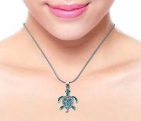 China Sterling Silver Blue Sea Turtle Pendant Necklace Jewelry for Women Ladies Turtle Animal Earings for sale