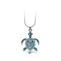 China Sterling Silver Blue Sea Turtle Pendant Necklace Jewelry for Women Ladies Turtle Animal Earings for sale
