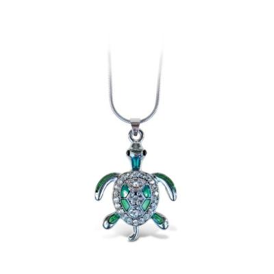 China Green Sea Turtle Necklace Silver Chain Jewelry with Rhinestone  Pendant For Casual Formal Attire Sea Life  Necklace for sale