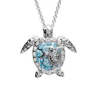 China Sterling Silver Blue Sea Turtle Pendant Necklace Jewelry for Women Ladies Turtle Animal Earings for sale