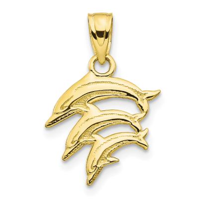 China 10k Yellow Gold Dolphin Charm Necklace Pendant Fish Sea Life Fine Jewelry For Women Gifts For Her for sale