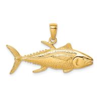 China 10K Yellow Gold Polished Engraved Dolphins Pendant Charm With 14K Yellow Gold Lightweight Rope Chain Necklace for sale