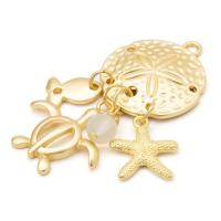 China DIY Sand Dollar Accent Jewelry Charms with Sea Life, 2Pc, Gold Finish for sale