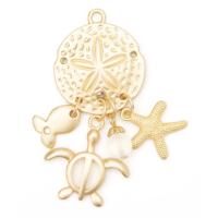 China DIY Sand Dollar Accent Jewelry Charms with Sea Life, 2Pc, Gold Finish for sale
