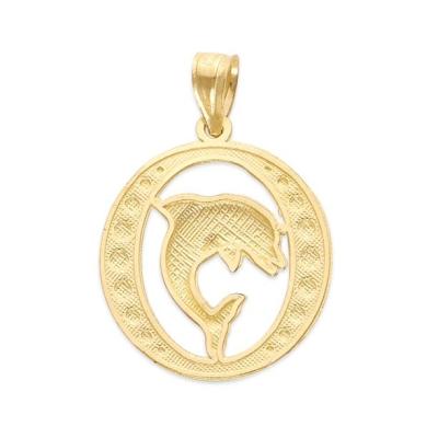China 10k Two Tone Gold Dolphin Pendant, Spirit Animal Jewelry, Sea Life Gifts for Her with 18 inch Chain for sale