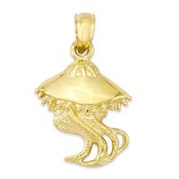 China 14k Gold Jellyfish Pendant for Necklace, Spirit Animal Jewelry, Sea Life Gifts for Her with 20 inch Chain for sale