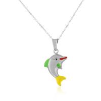 China 925 Sterling Silver 3D Enamel Dolphin Charm Pendant Necklace for sale
