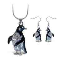 China Puzzled Sparkling Penguin Necklace and Earrings Set Charming Necklace and Earring Set - Ocean for sale