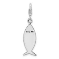 China Carat in Karats Sterling Silver Polished Finish Enameled With Mustard Seed Ichthus Fish Charm Pendant for sale